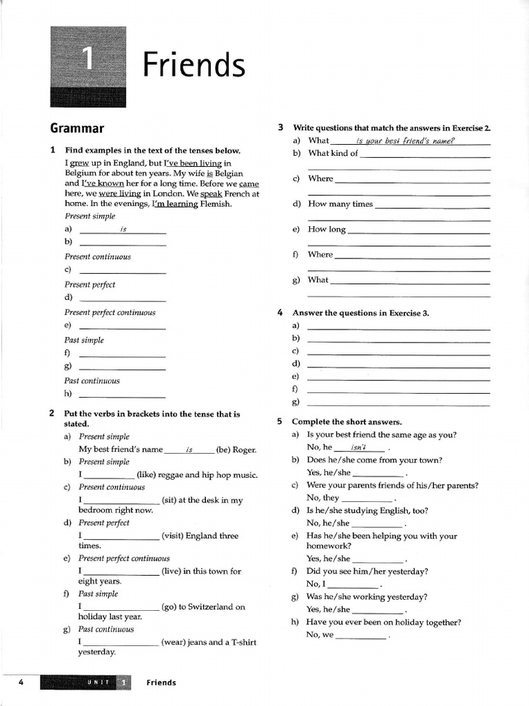 Unit 1 - Friends Workbook | PDF | Friends
