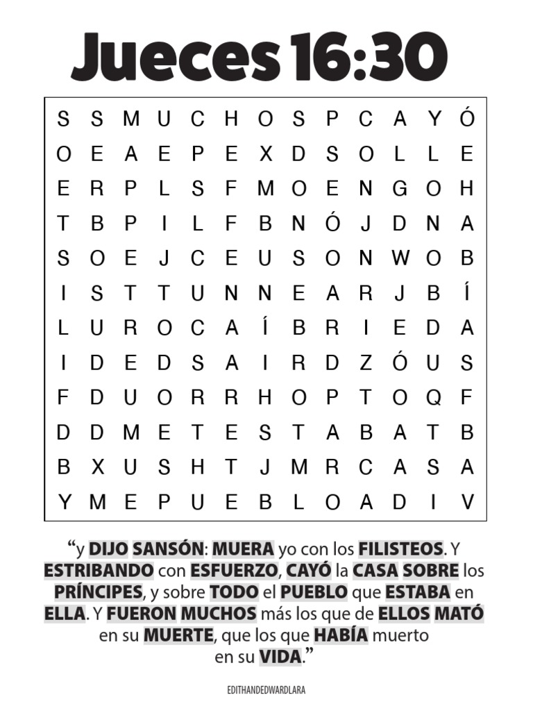 Jueces 16 30 Sopa de Letras | Descargar gratis PDF | Sansón ...