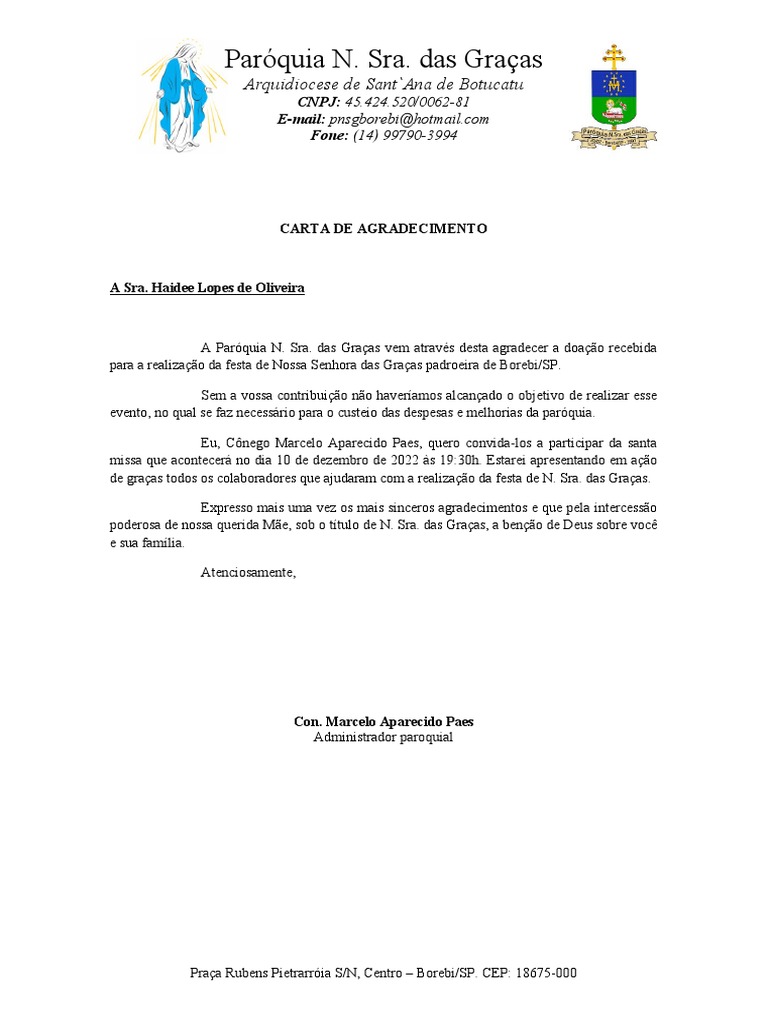 Carta de Agradecimento | PDF