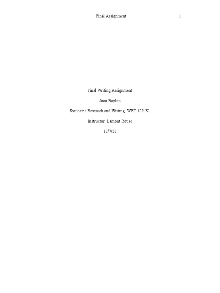 Final Writing Assignment | PDF