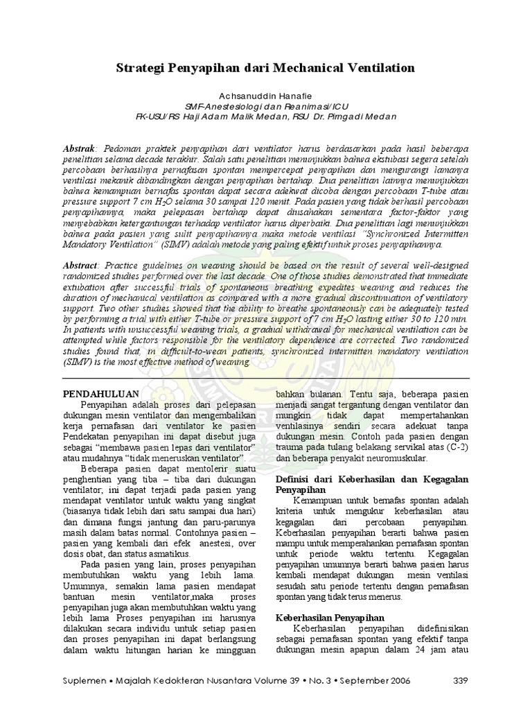 Strategi Weaning Ventilator | PDF