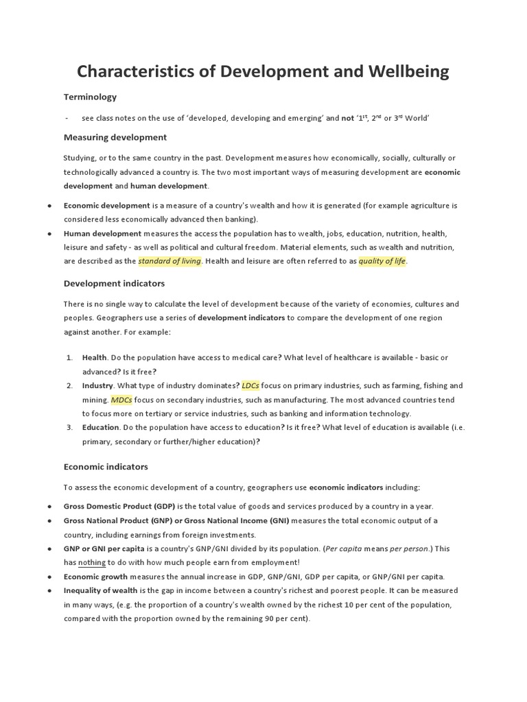 Characteristics of Development | PDF | Gross Domestic Product | Health Care