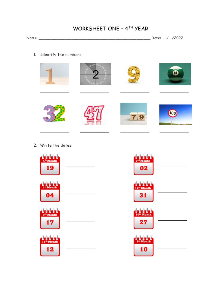English Worksheet - 4th Year | PDF