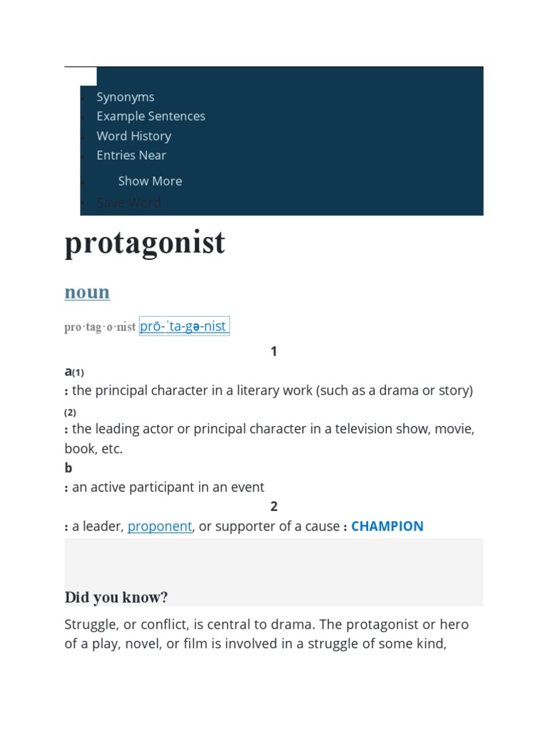 Protagonist | PDF | Linguistics | Lexicology