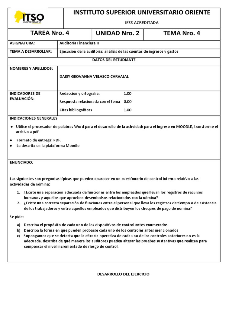 Tarea Tema 4 | PDF | Devengo | Moodle
