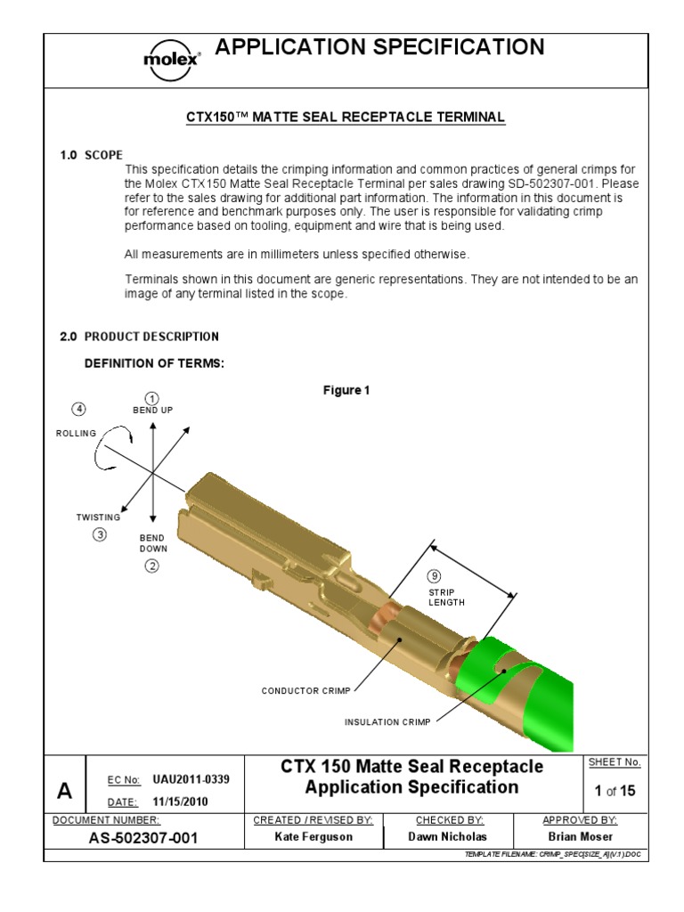 Application Specification: Ctx150™ Matte Seal Receptacle Terminal | PDF ...
