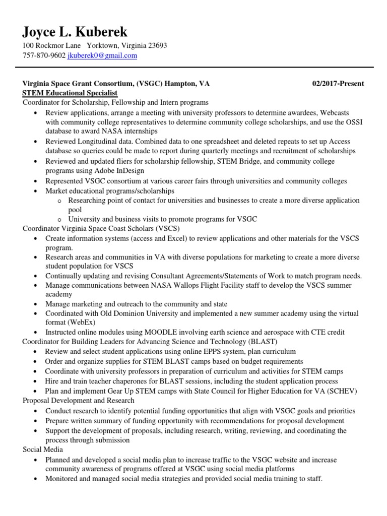 Joyce Kuberek Resume 2022 | PDF | Science, Technology, Engineering, And ...