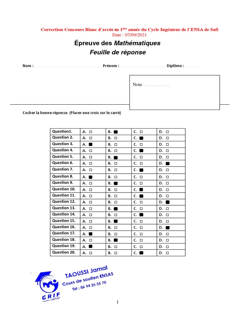 Reponses Concours Blanc | PDF