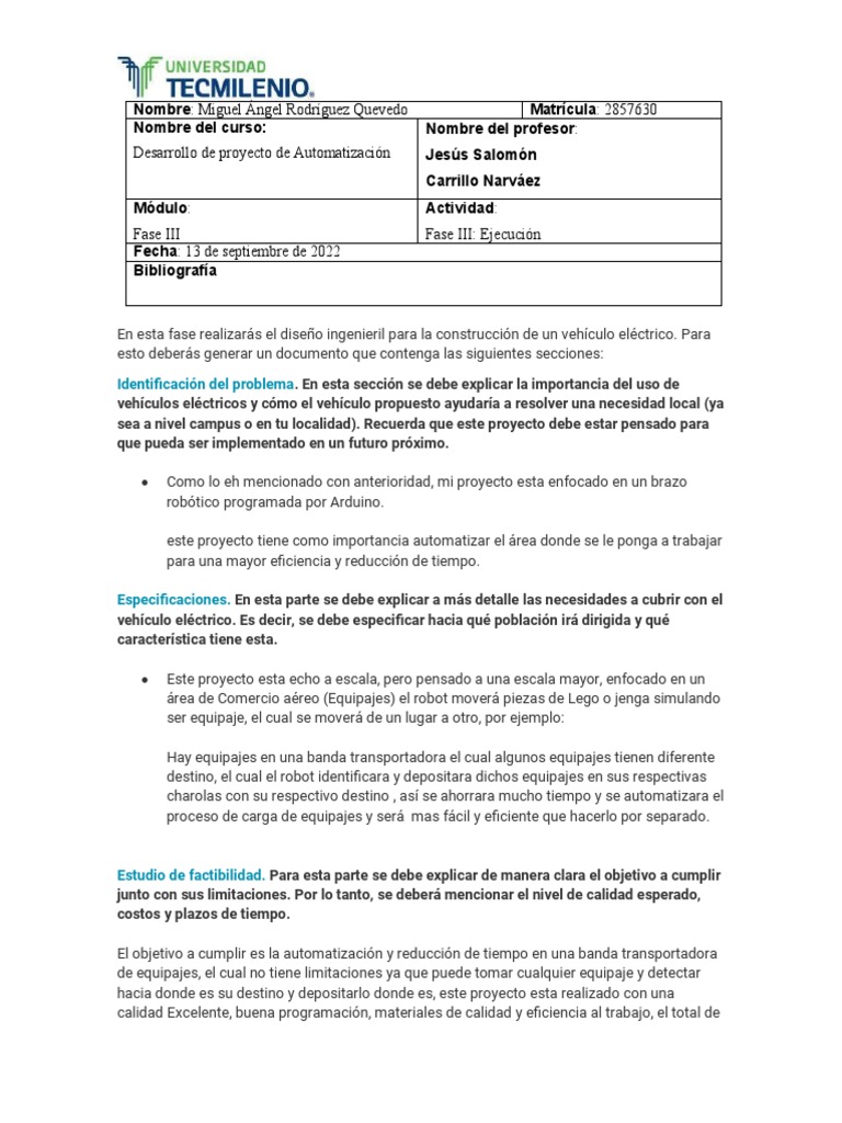 Fase III Proyecto | PDF | Arduino | Microcontrolador