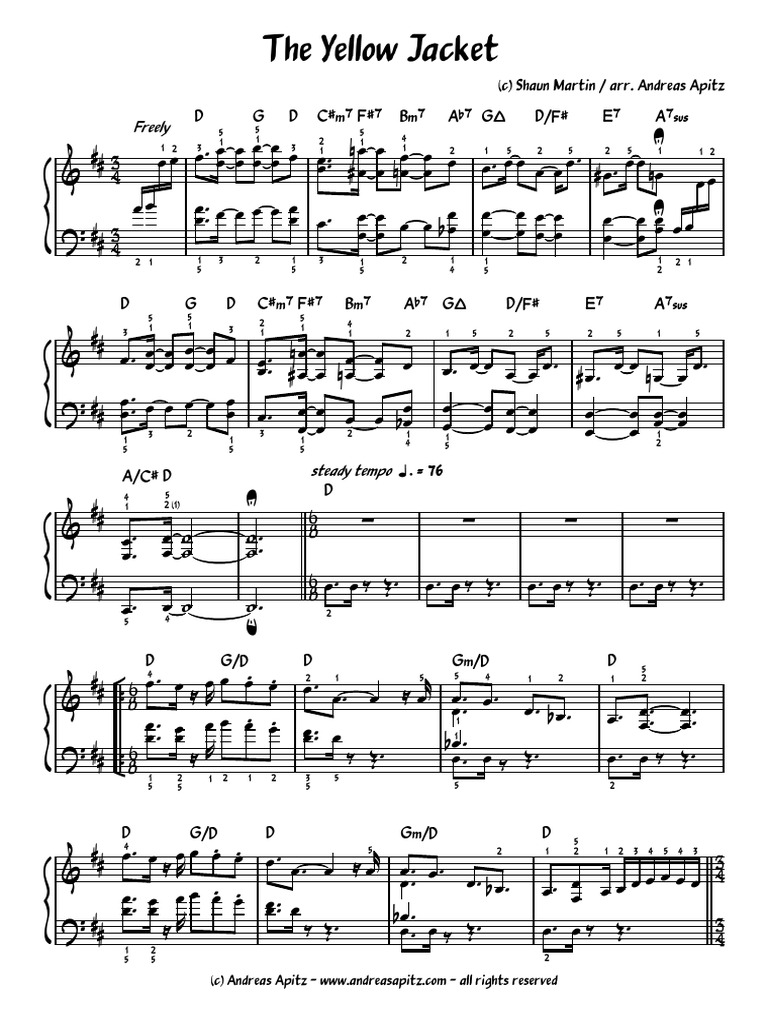 The Yellow Jacket Piano Arr | PDF