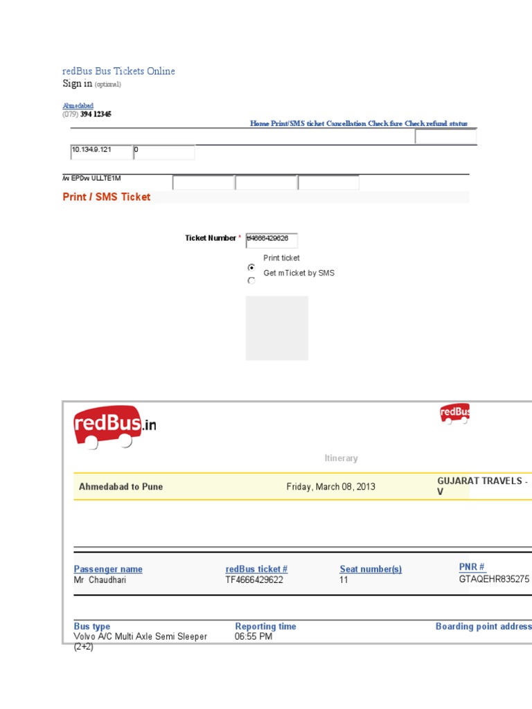 Redbus Bus Tickets Format | PDF | Ticket (Admission) | Ephemera