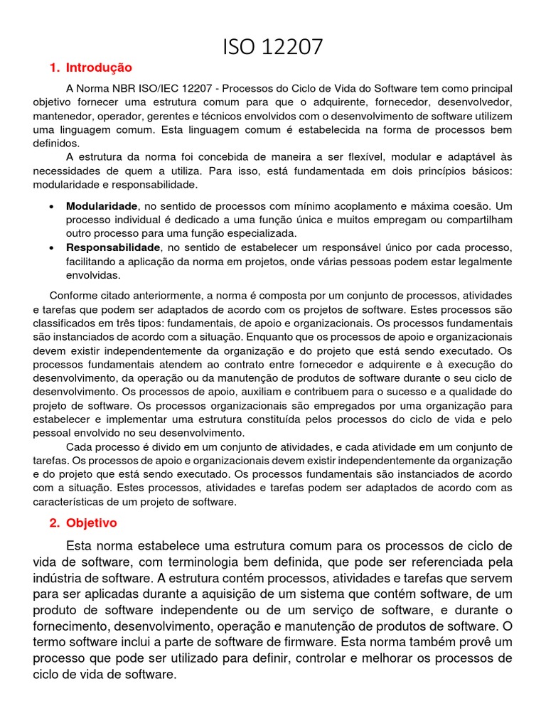 Norma ISO 12207: Estrutura de Processos para o Ciclo de Vida de ...