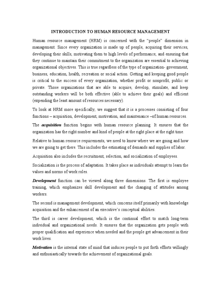 Introduction HRM Emba | PDF | Human Resource Management | Employment