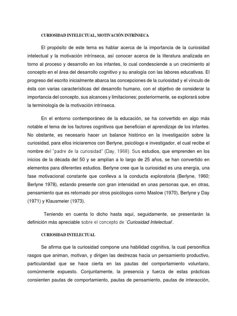 Definición de Curiosidad Intelectual | PDF | Curiosidad | Motivacional