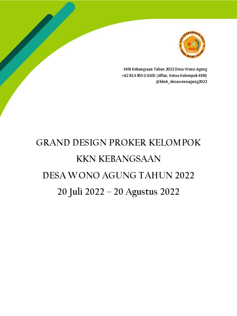 Grand Design Proker KKN Kebangsaan Tahun 2022 Desa Wono Agung | PDF | Karier & Perkembangan ...