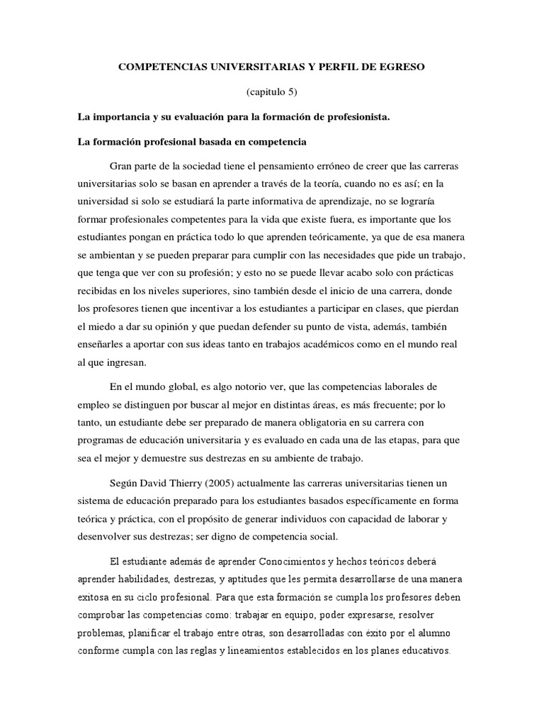 Competencias Universitarias y Perfil de Egreso | PDF | Aprendizaje ...