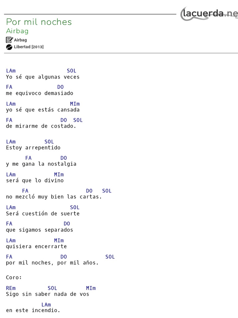 Por Mil Noches Airbag Acordes Este Pdf