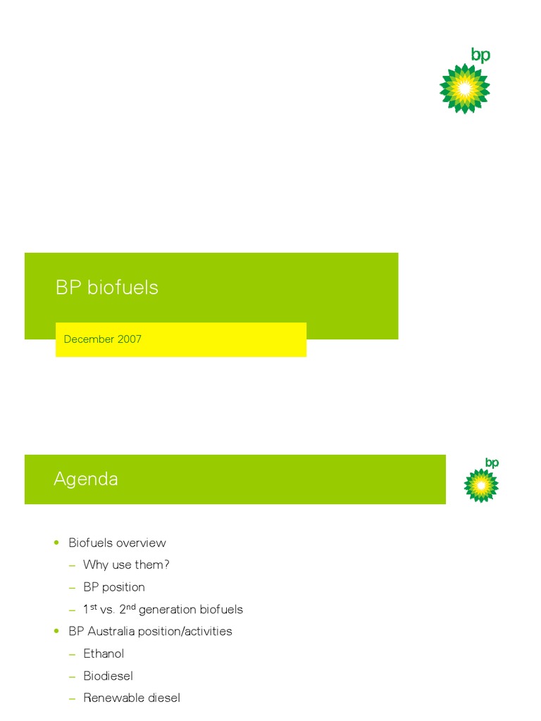 BP Biofuels Presentation | PDF | Biofuel | Biodiesel