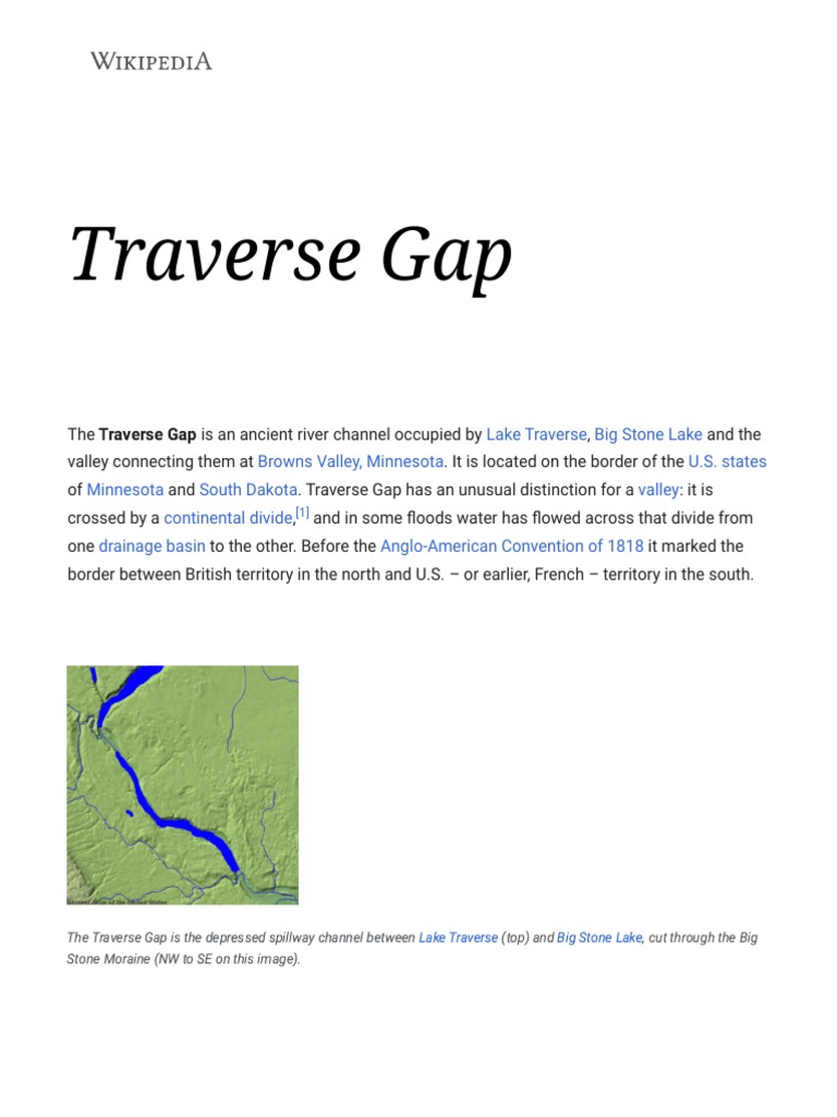 Traverse Gap - Wikipedia | PDF