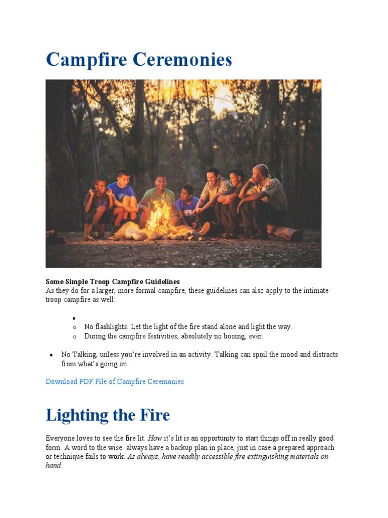 Campfire Ceremonies Script 2022 | PDF | Fires