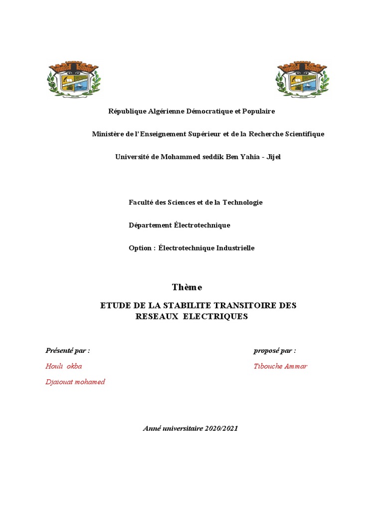 Analyse de la Stabilité Transitoire des Réseaux | PDF | Générateur ...