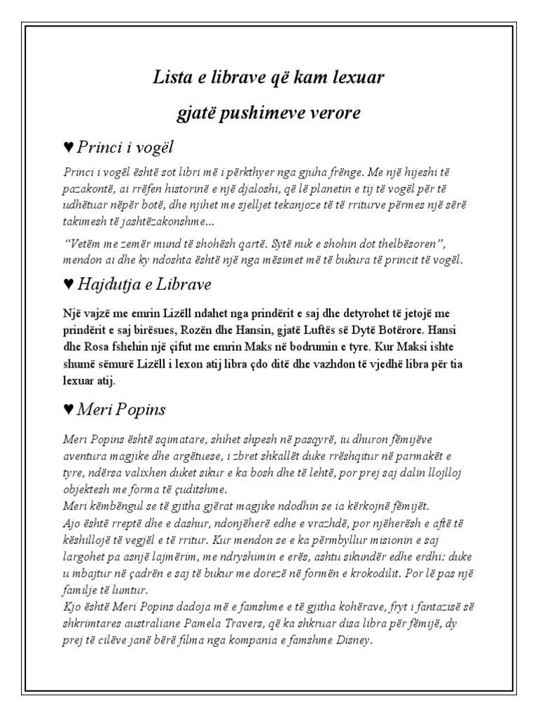 Lista e Librave Që Kam Lexuar | PDF