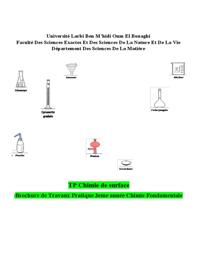 Brochure de TP Chimie de Surface 3eme Chimie Fondamentale | PDF ...