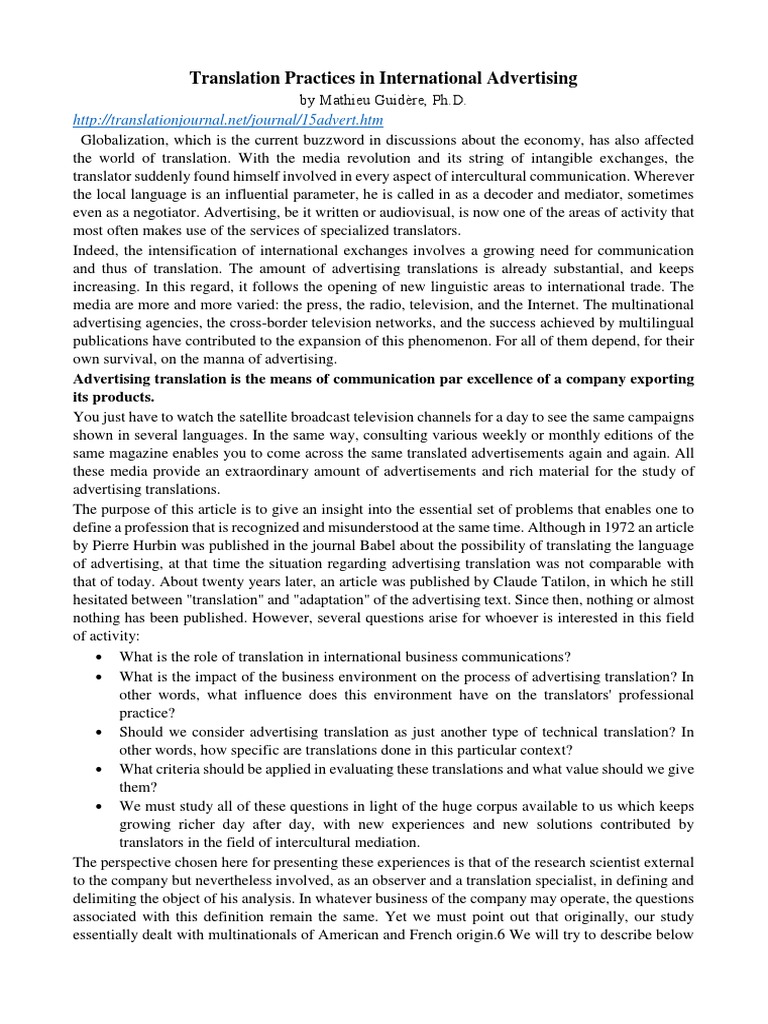 Advertising Translation in Global Markets | PDF | Business