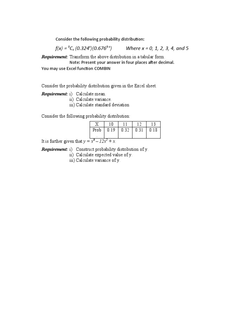 Consider The Following Probability Distribution | PDF | Variance ... Consider The Following Probability Distribution | PDF | Variance ...