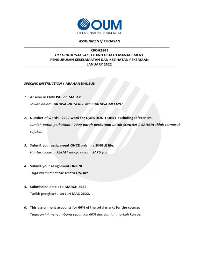 Oshm Assignment | PDF | Occupational Safety And Health | Printing Materials