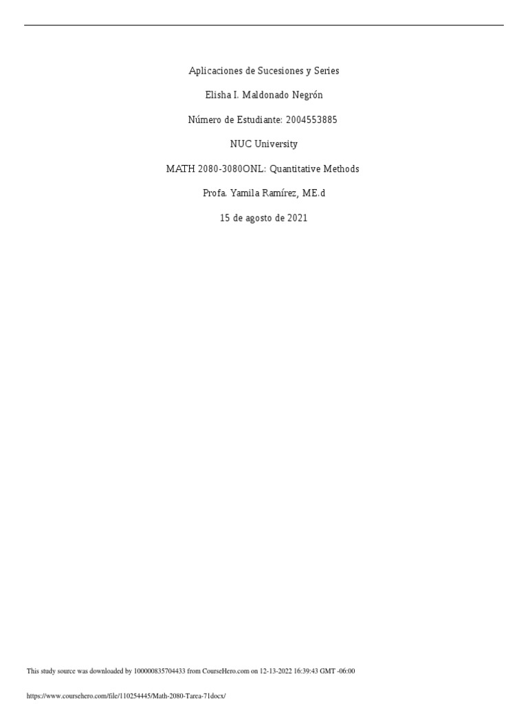 Math 2080 Tarea 7.1 | PDF | Secuencia | Matemáticas