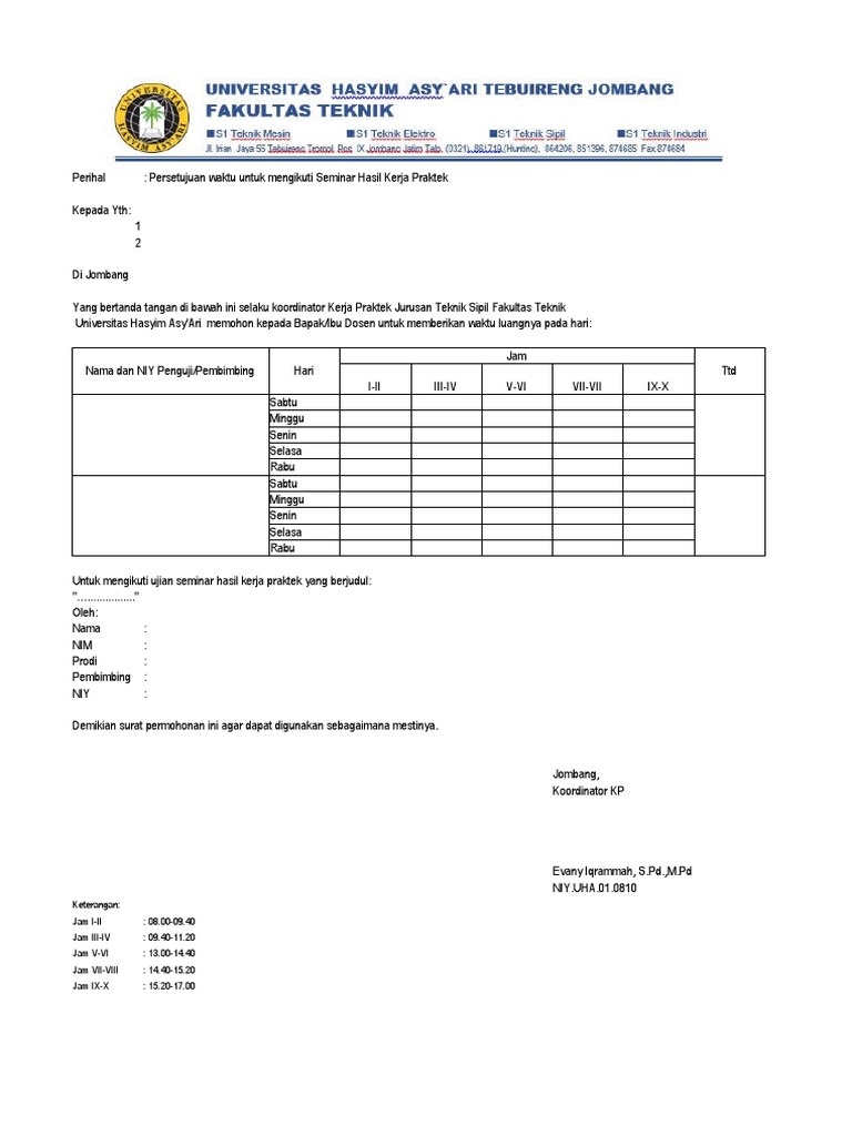 Matriks Jadwal KP | PDF