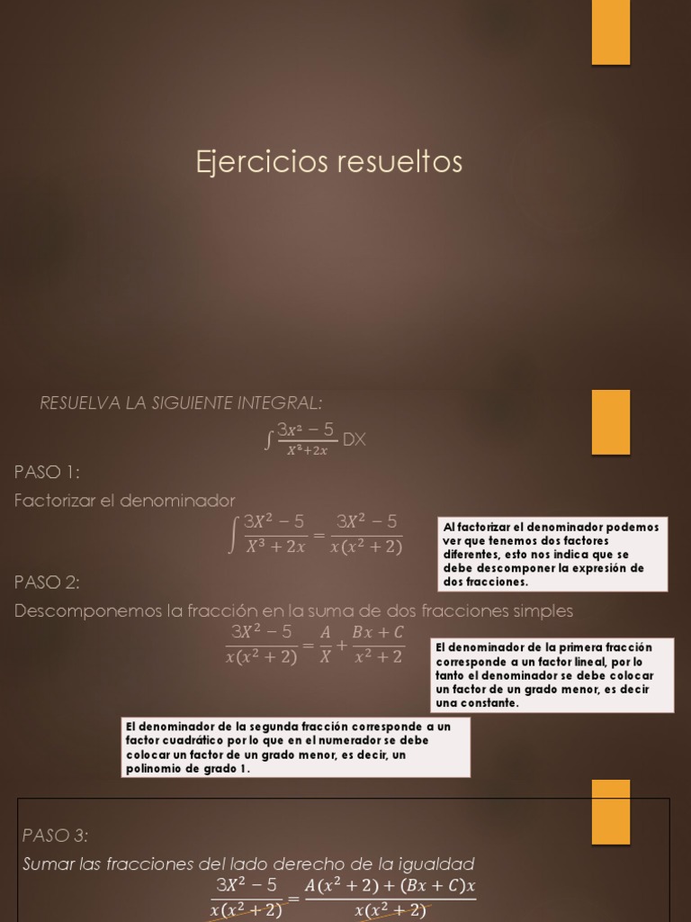 Ejercicios Resueltos Integrales | PDF | Factorización | Álgebra