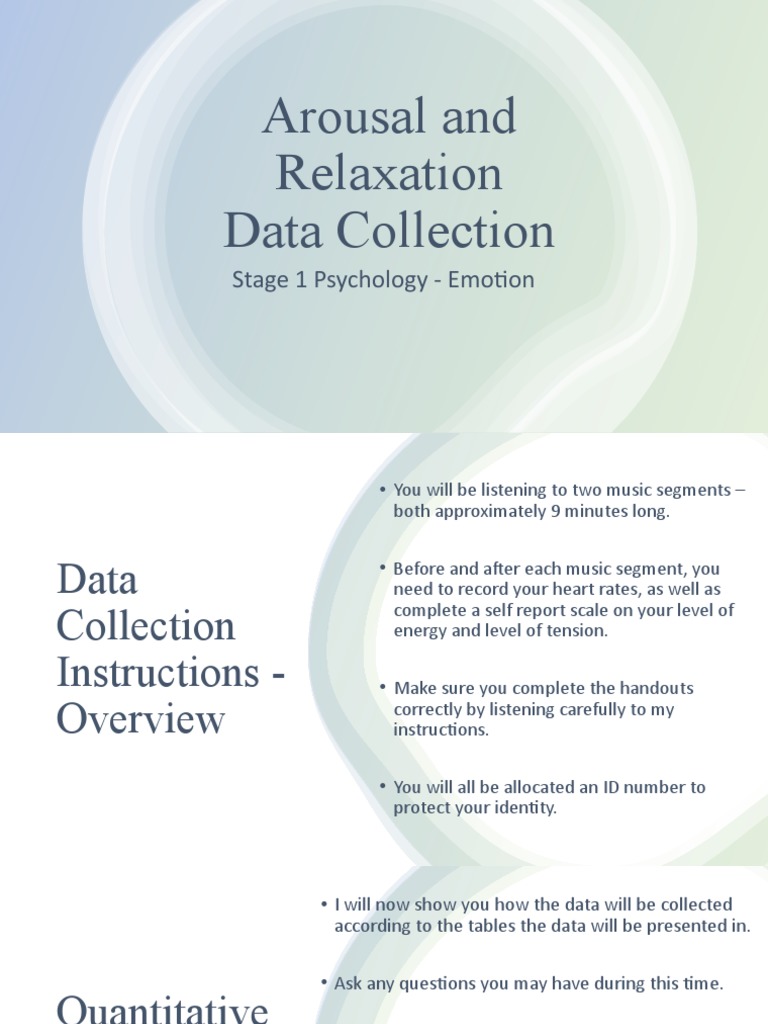 Updated Arousal and Relaxation Data Collection Instructions | PDF ...