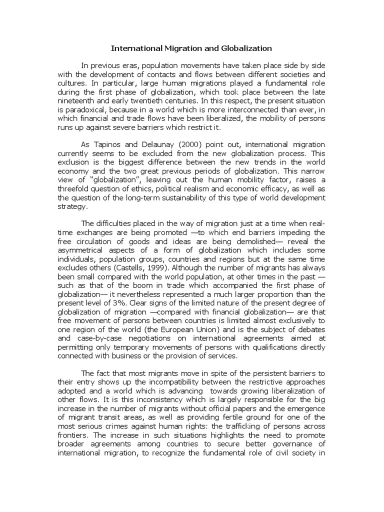 Global Population, Migration and Mobility | PDF | Human Migration ...