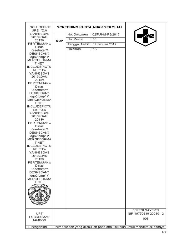 Sop Screening Kusta Anak Sekolah | PDF