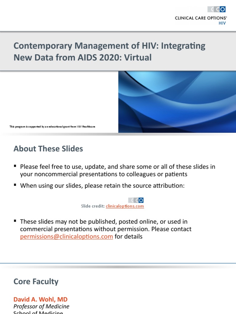 CCO 2020 Contemporary Management of HIV New Data AIDS Slides | PDF | Body Mass Index | Public Health