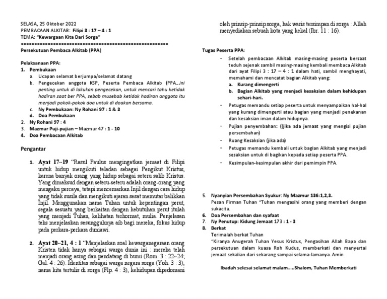 Liturgi & Materi Ibadah KSP PA PPA 25 Oktober 2022 UPI | PDF