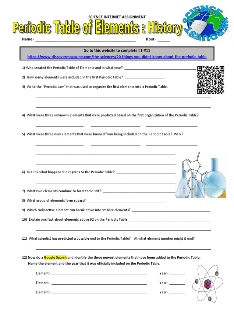 Periodic Table Exploration Assignment | PDF | Chemical Elements ...