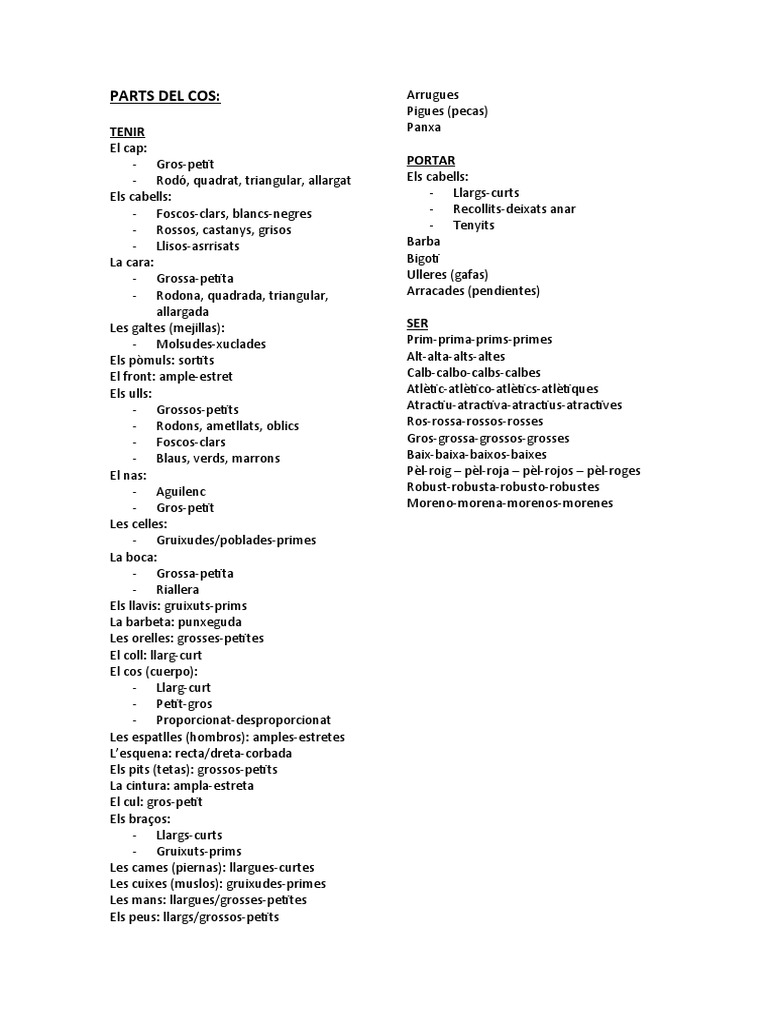 Parts Del Cos 2 | PDF