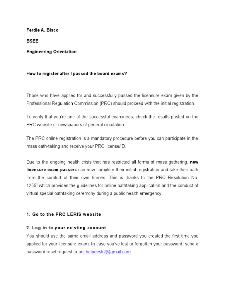 What To Do After Passing The Board Exam | PDF | Licensure | Identity ...