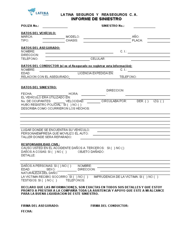 Aviso de Siniestro | PDF