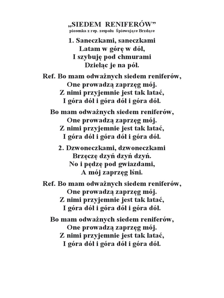 Siedem Reniferów - Tekst | PDF