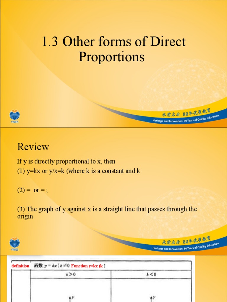 Direct Proportions Review Guide | PDF