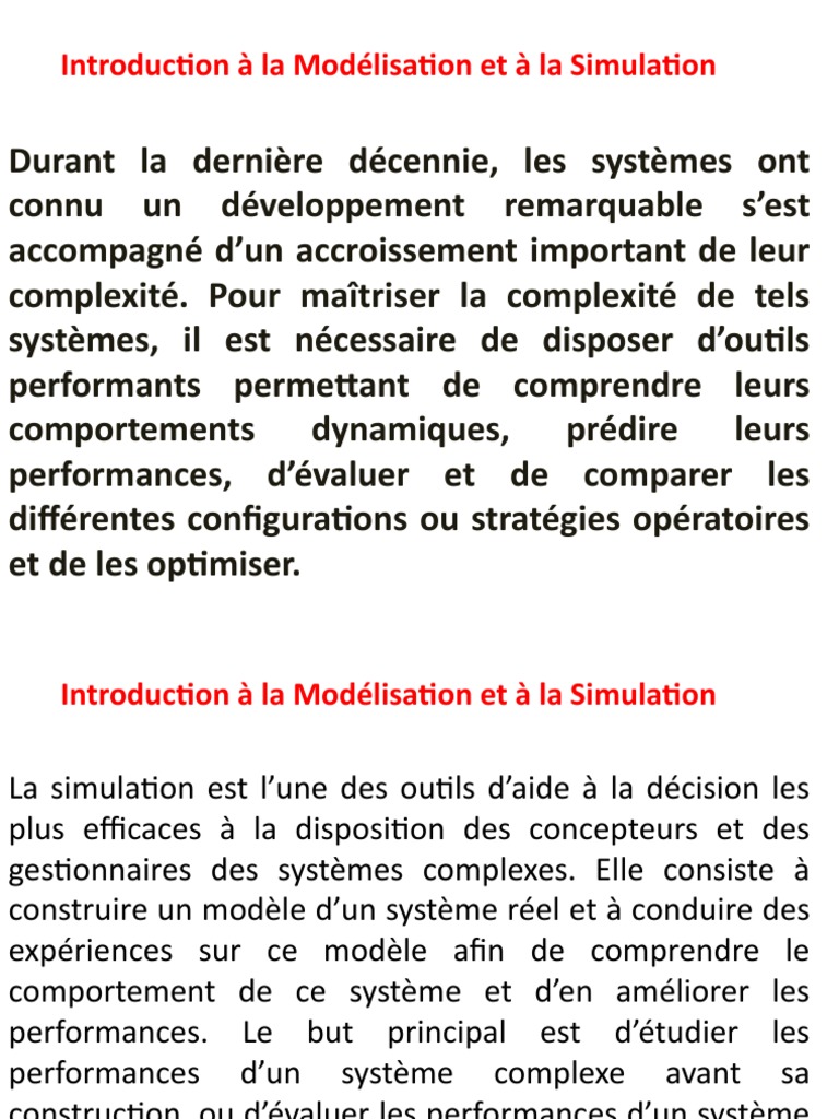 Cours 1 Introduction à La Modélisation Et à La Simulation | PDF | Modèle mathématique ...