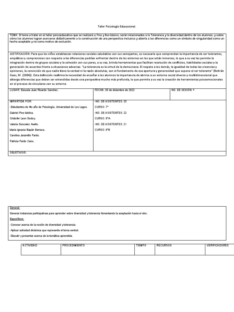 TALLER Intervencion | PDF | Tolerancia