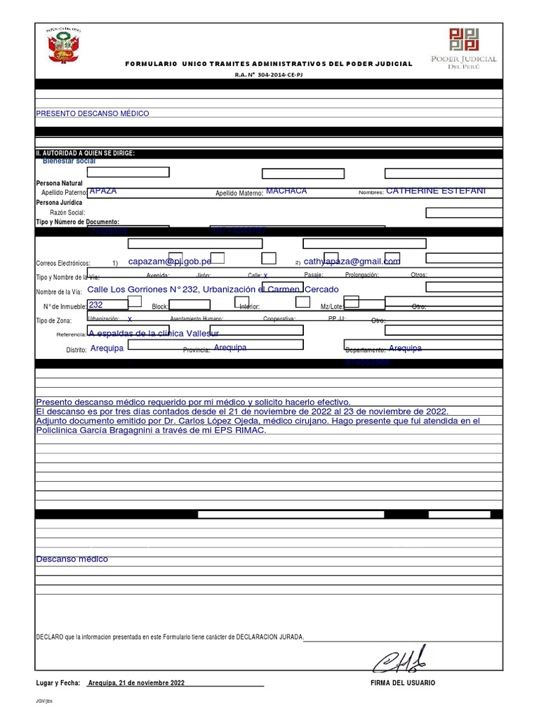 FUT - EDITABLE Descanso Medico 21-11 | PDF