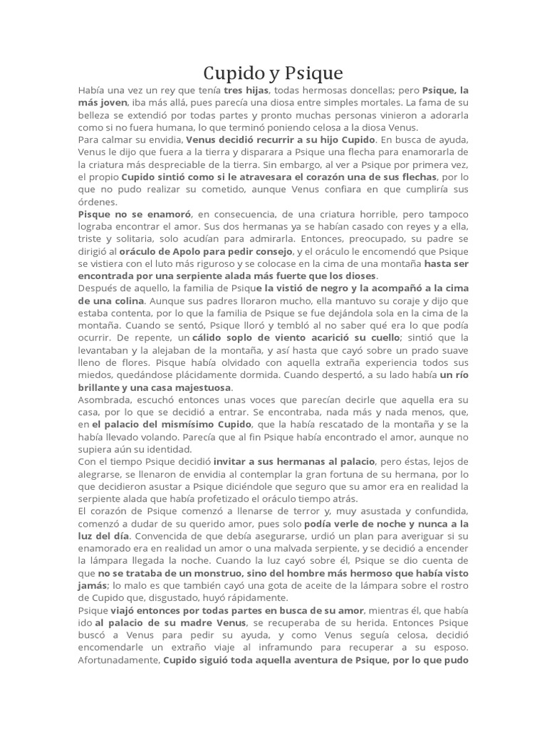 La historia de Cupido y Psique | PDF | Cupido