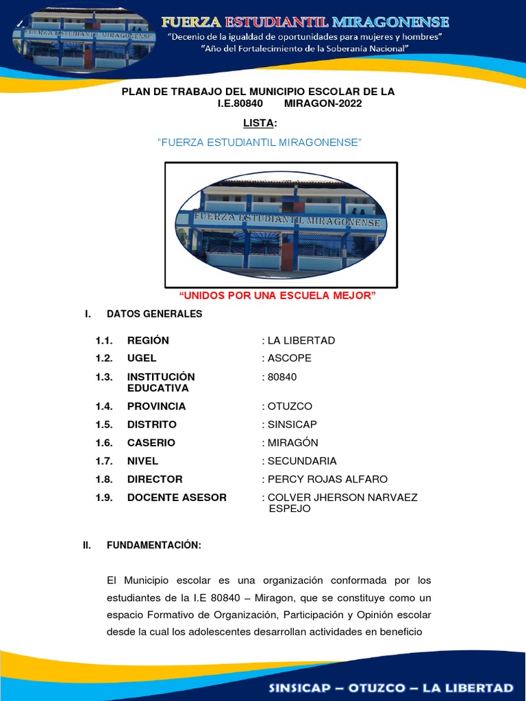 Plan de Municipio Escolar 2023 Fredin | PDF