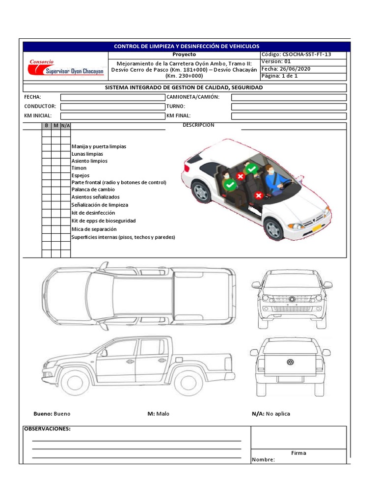 Check List de Limpieza Vehicular | PDF